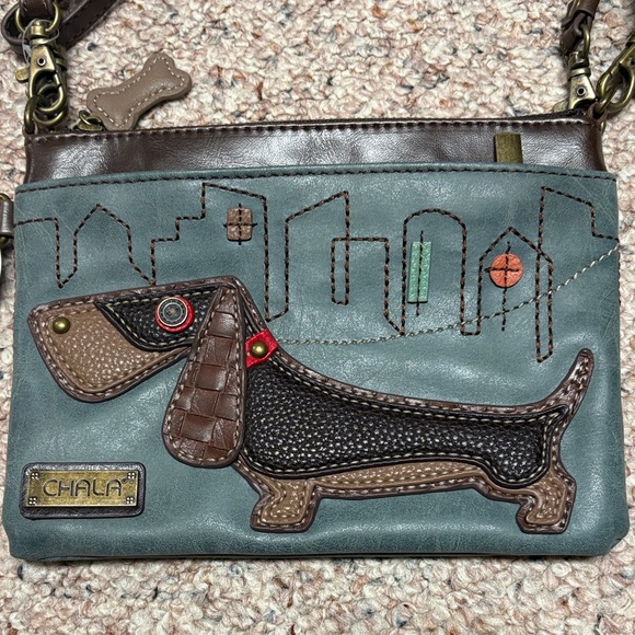 Chala | Dog | Chala Teal And Brown Dog Purse Nwt | Poshmark